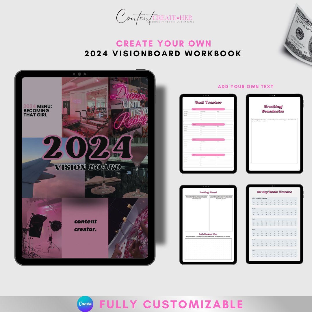 2024 PLR Vision Board Workbook, Vision Board Bingo, Printable PDF ...