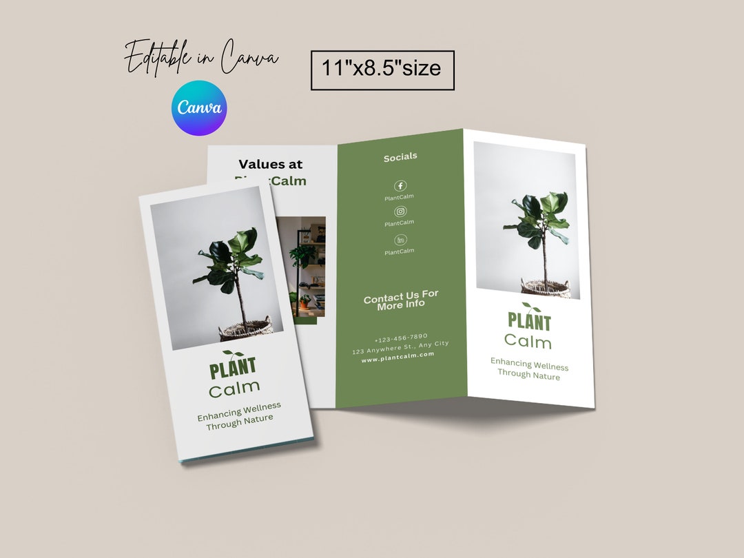Plant Calm Trifold Brochure Indoor Brochure Template - Etsy