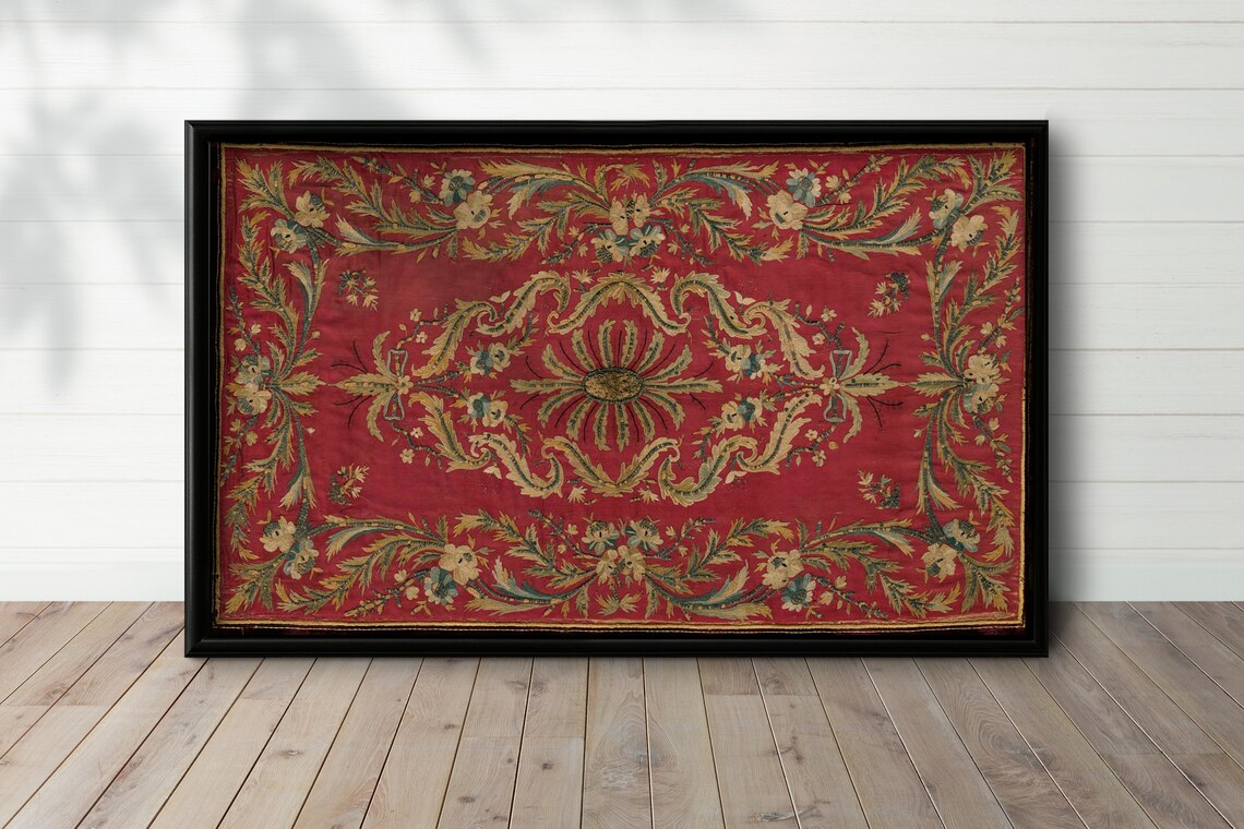 Antique Turkish Panel Print of Early 18th Century Ottoman Empire Silk ...