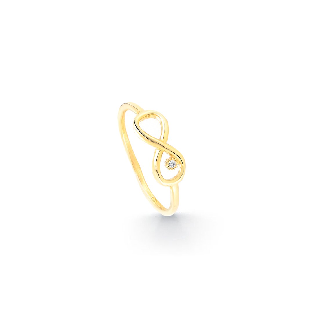 Handmade 14K Gold Infinity Ring, Minimalist Gold Anniversary Ring, 14K ...