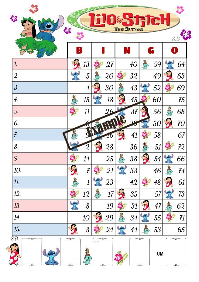 Lilo and Stitch Bingo 15 Line - Etsy