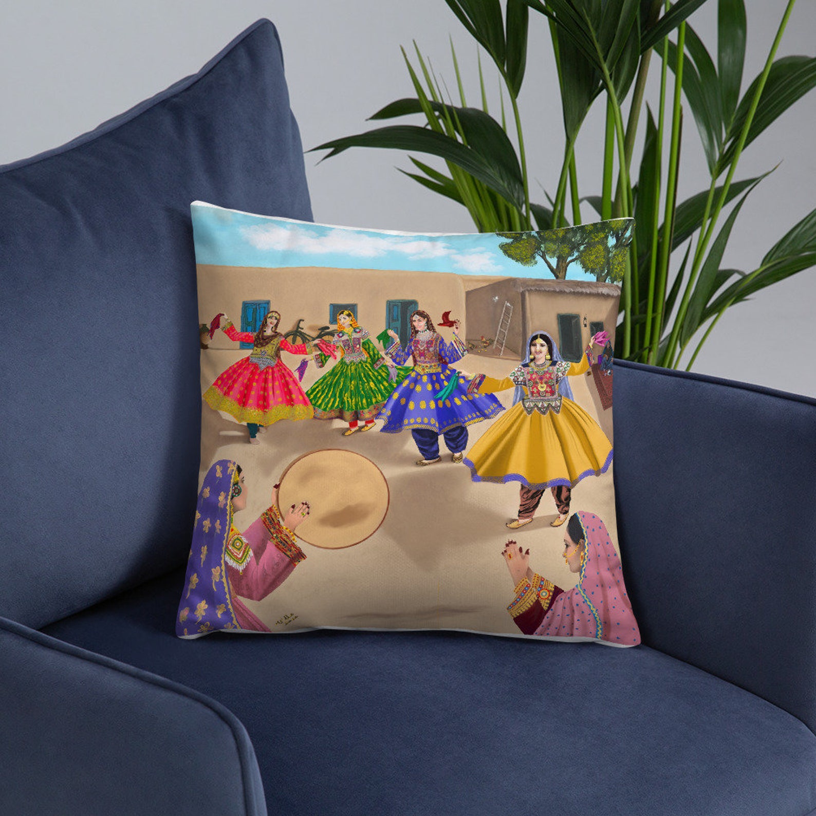 Basic Pillow Painting Art for Sofa and Chairs With Afghan Women Art ...