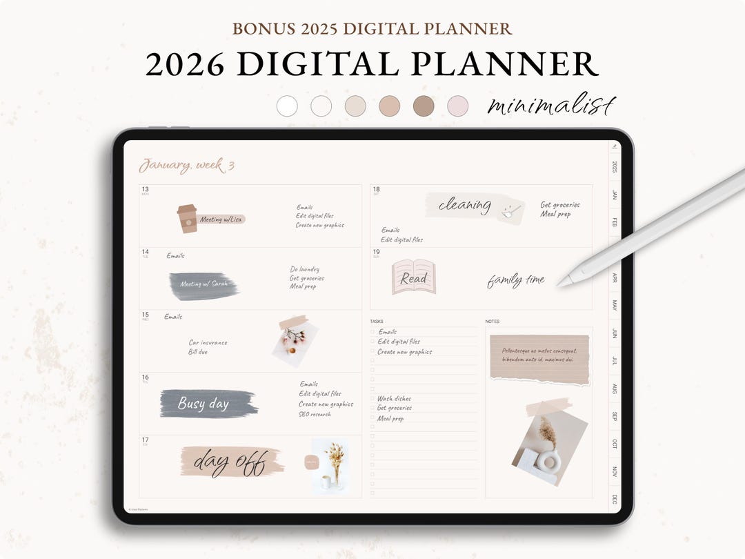Minimalist Digital Planner 2026: Weekly & Monthly (digital Download) - Etsy