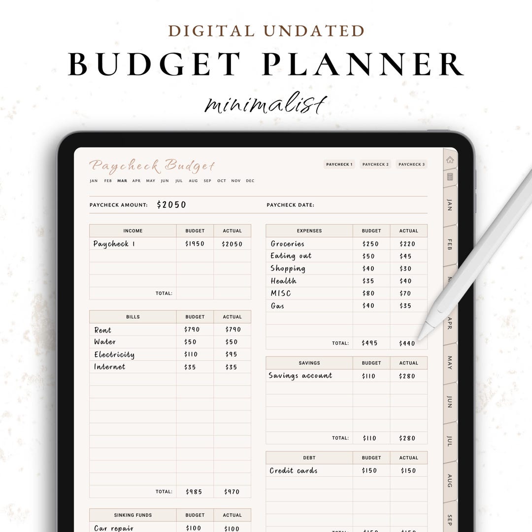 Digital Budget Planner, Paycheck Budget Planner, Goodnotes Planner ...
