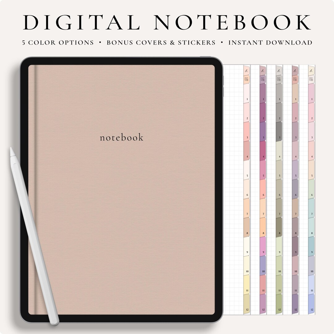 Digital Notebook, Goodnotes Notebook With Tabs, Minimalist, Digital ...