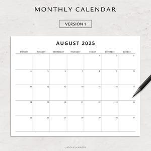 Minimalist Monthly Calendar 2025-2026: Landscape Planner (PDF Download ...