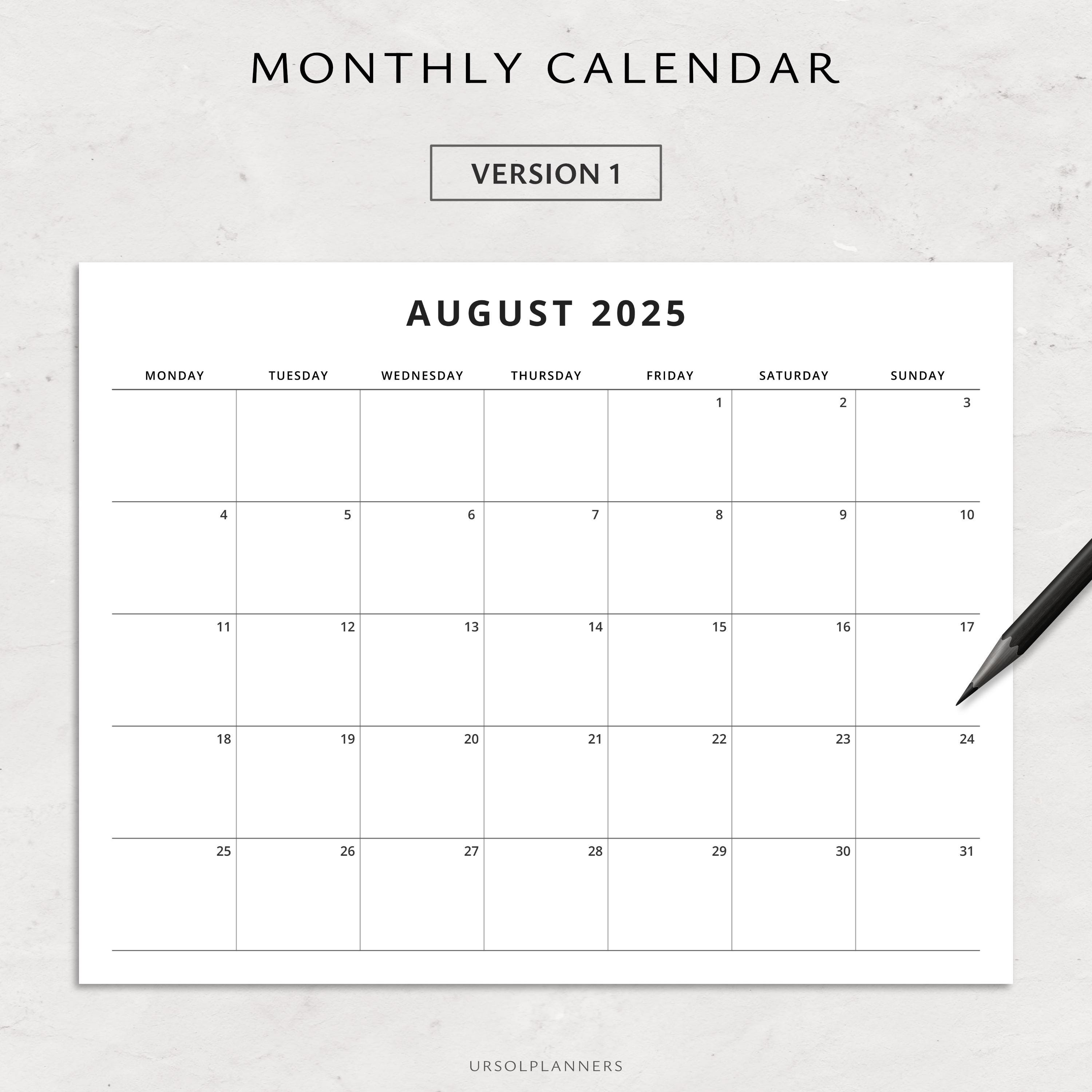 Minimalist Monthly Calendar 2025-2026: Landscape Planner (PDF Download ...