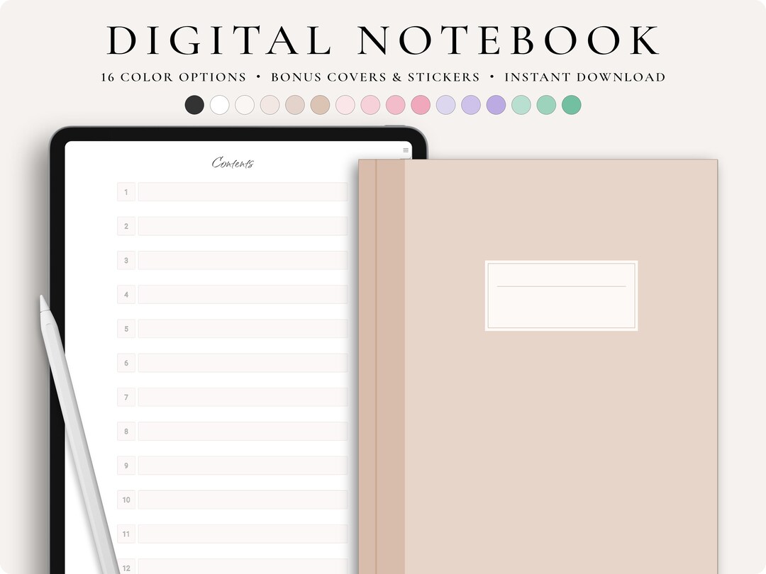 Digital Notebook, Goodnotes Notebook, Notebook With 12 Tabs, Notability ...