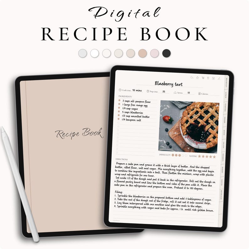 Digital Recipe Book for Goodnotes: Cookbook Planner (digital Download ...