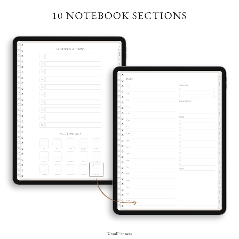 Undated Digital Planner: Weekly, Monthly, & Notebook Sections (digital ...