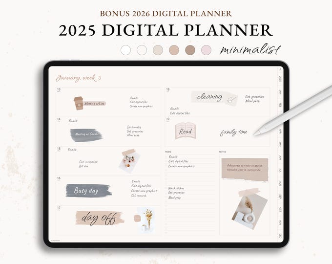 2025 2026 Two-year Digital Planner for iPad and Android Tablets, Simple ...