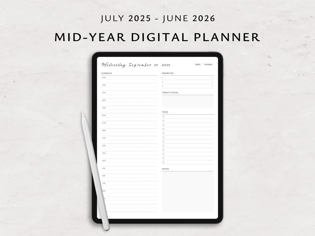 Minimalist Digital Planner for Goodnotes: 2025-2026 Mid-year, Daily ...