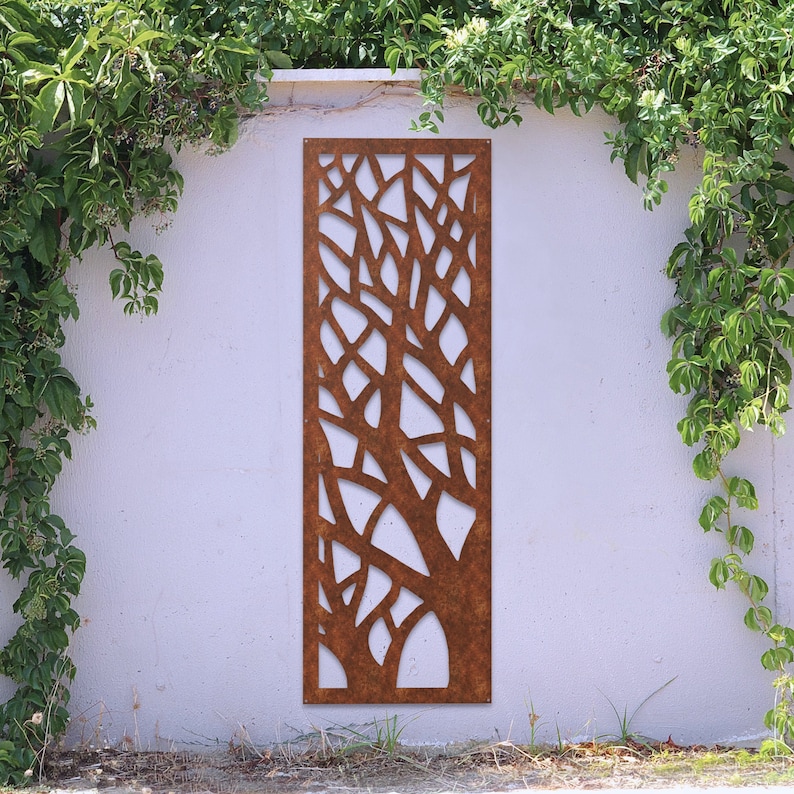 Corten Steel Garden Screen Woodland Design, Metal Garden Privacy Panel ...