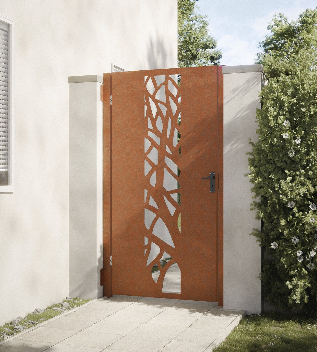 Decorative Garden Gate in Corten Steel With Decorative Middle Design in ...