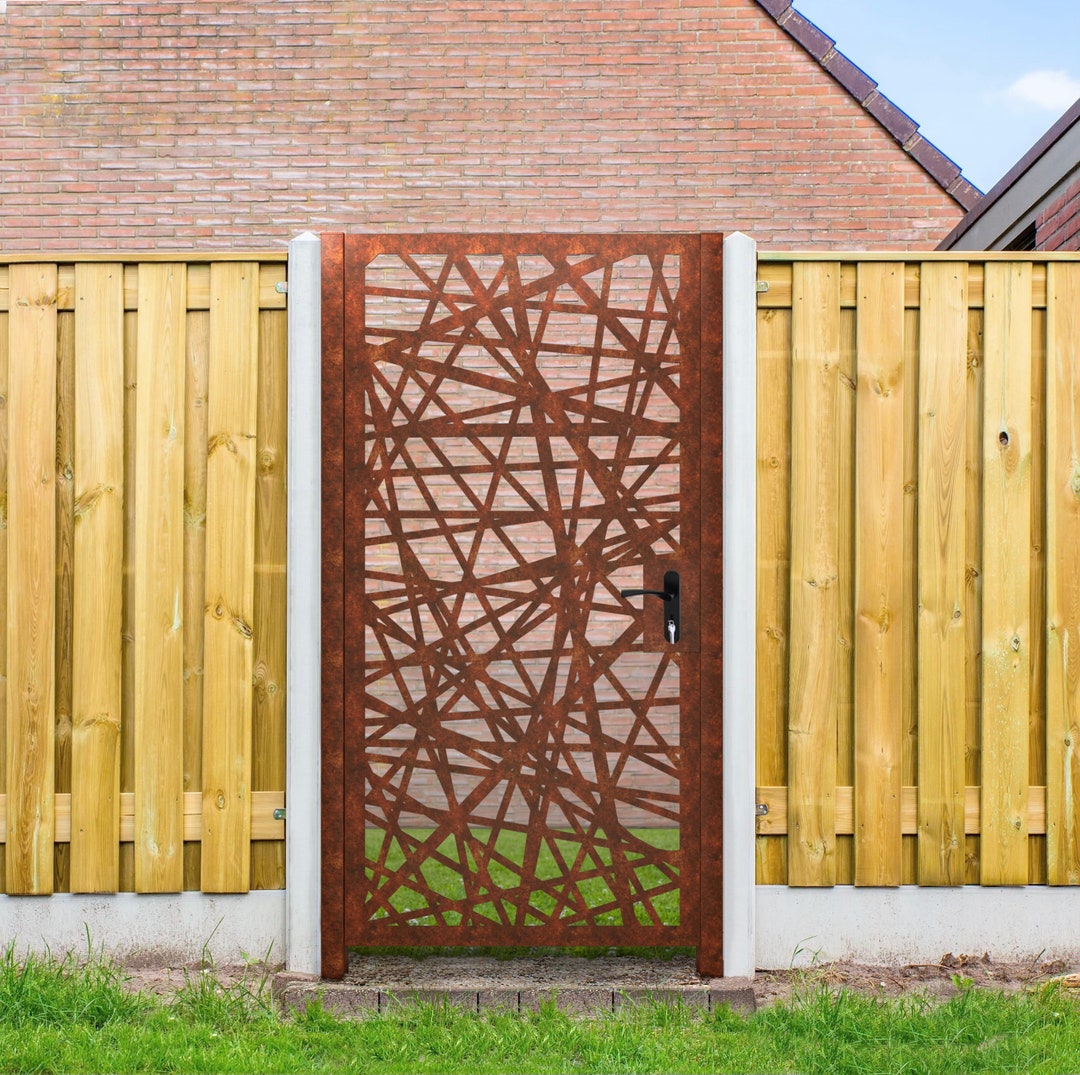 Corten Steel Gate in Tangled Metal Design the Steel Gallery - Etsy UK