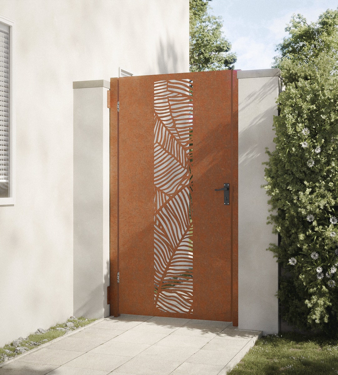 Decorative Garden Gate in Corten Steel With Decorative Middle Design in ...