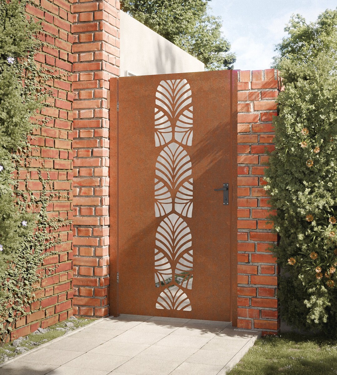 Decorative Garden Gate in Corten Steel With Decorative Middle Design in ...