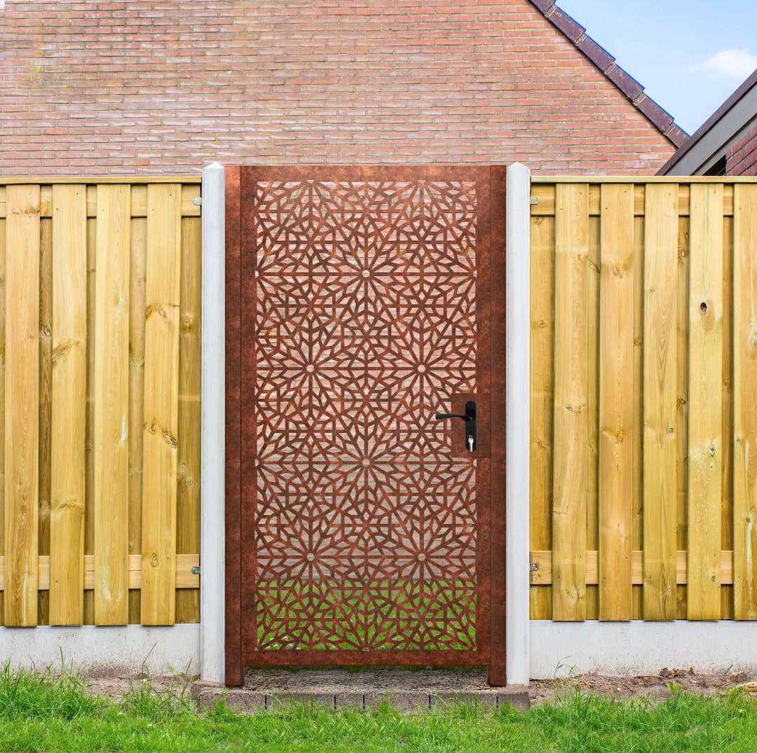 Corten Steel Gate in Bloom Metal Design the Steel Gallery - Etsy