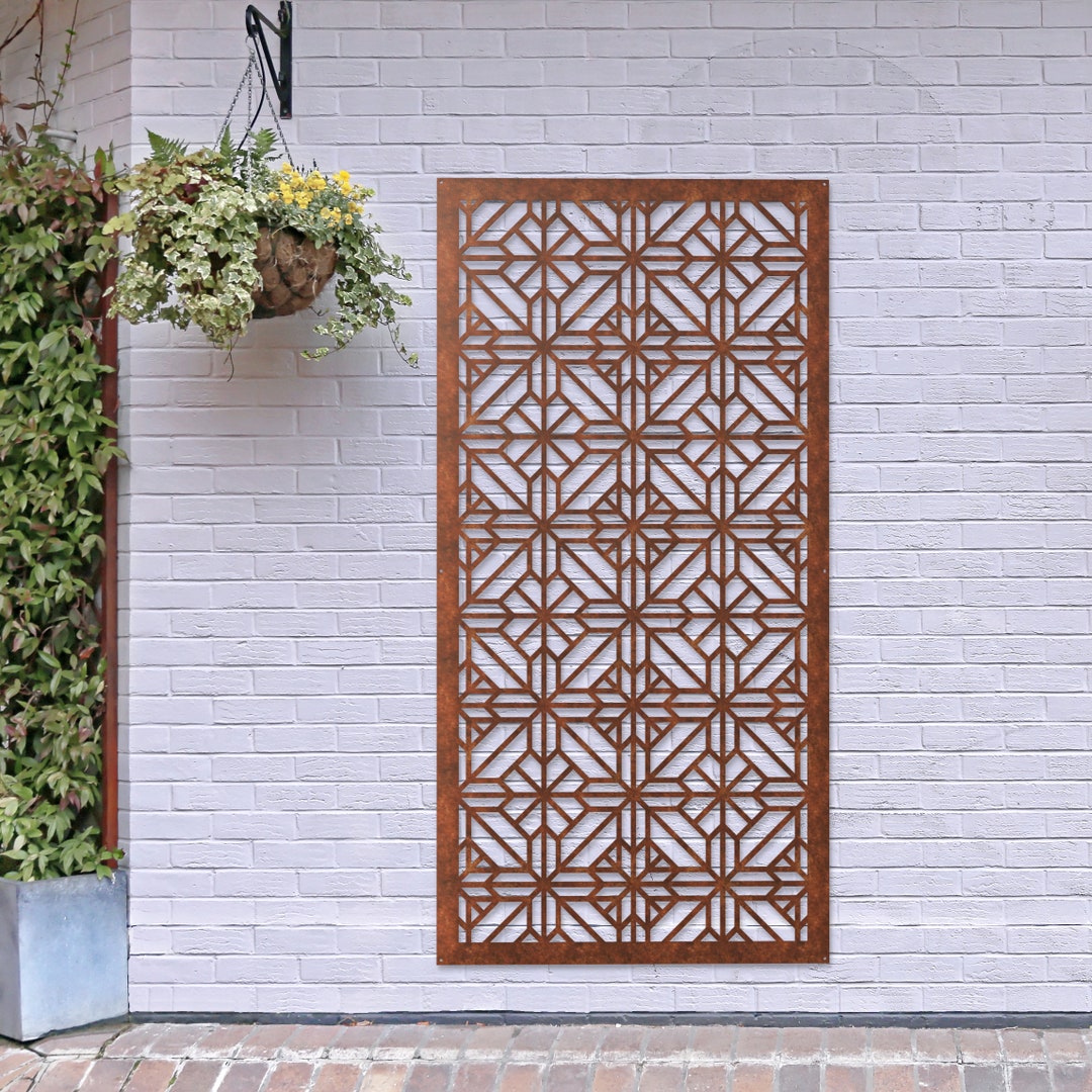 Corten, Garden Screen in Talavera Design, Rustic Decorative Screen ...