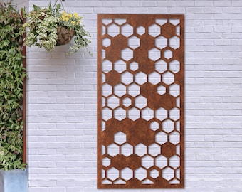 Corten, Garden Screen in Botanical Design, Rustic Decorative Screen ...