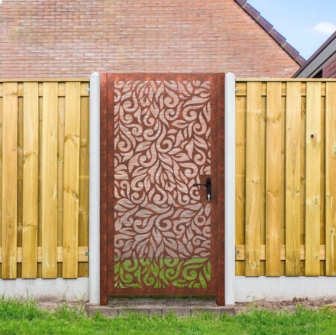 Corten Steel Gate in Botanical Metal Design the Steel Gallery - Etsy UK