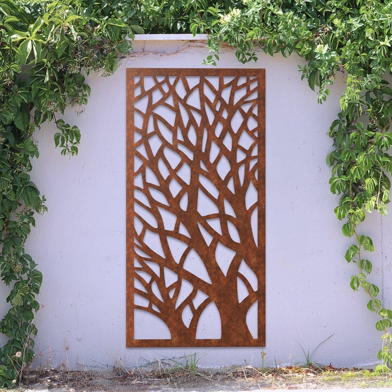 Corten Steel Garden Screen Woodland Design, Metal Garden Privacy Panel ...