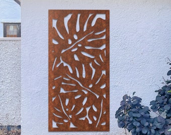 Corten, Garden Screen in Botanical Design, Rustic Decorative Screen ...