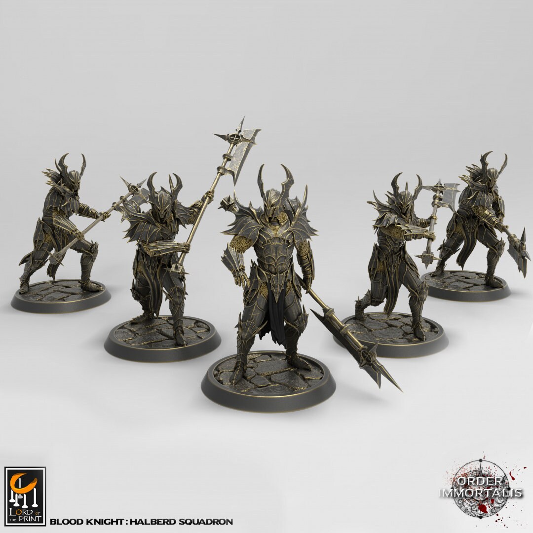 Tabletop Miniature SET 32 Mm Bloodknight halberd Rescaleminiatures ...