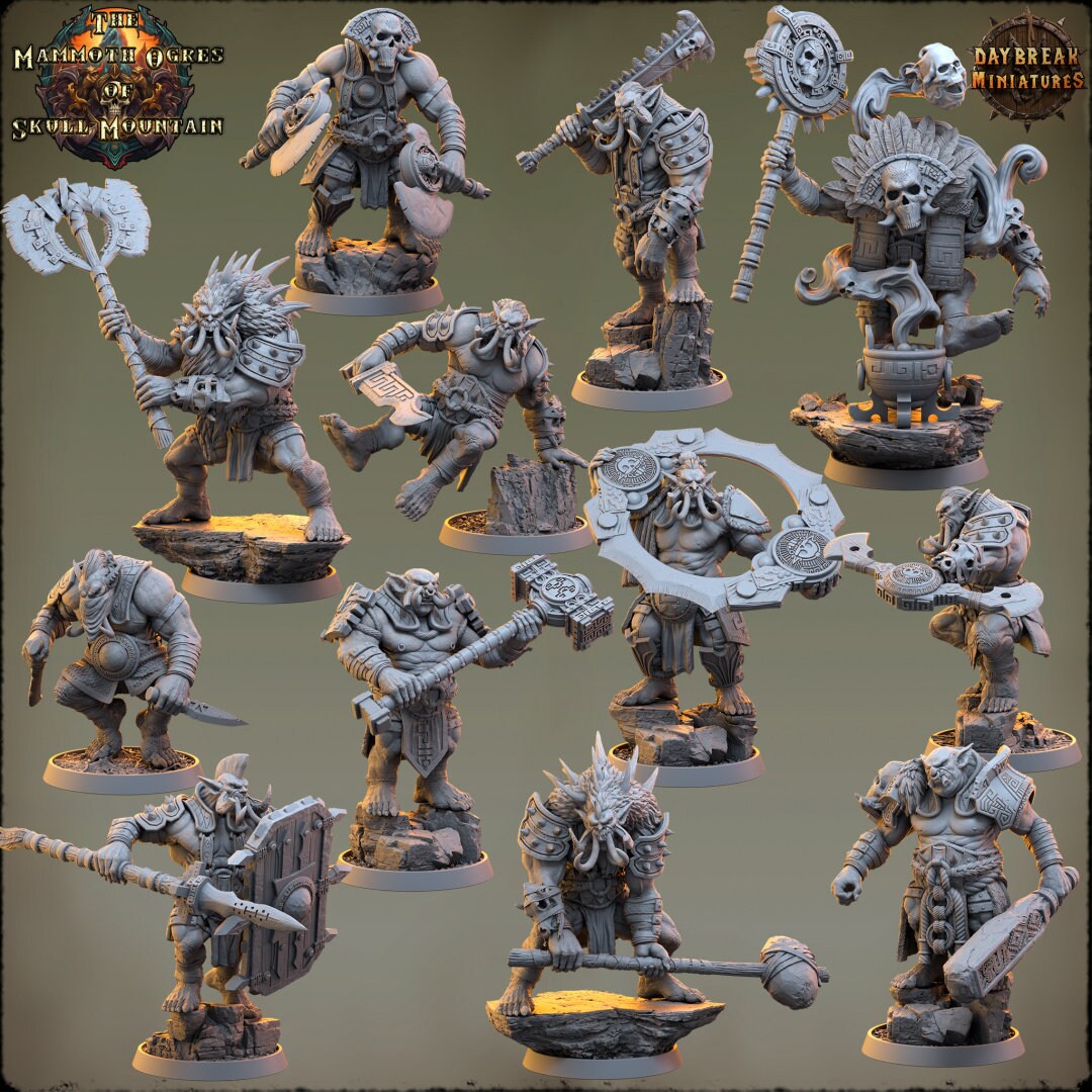 Complete Set the Mammoth Ogres of Skull Mountain Dnd Troll Warrior ...