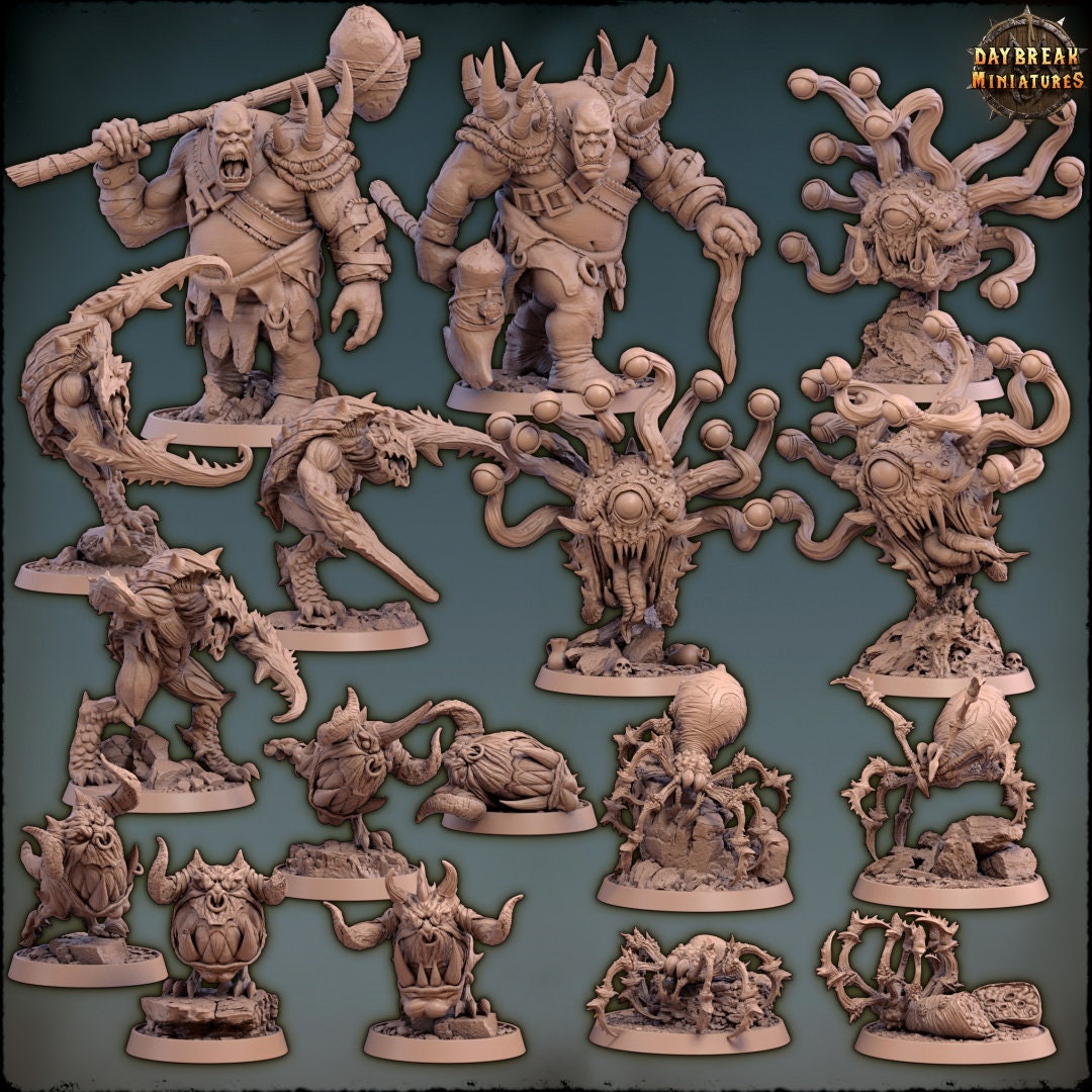 Complete Set of Various Creatures Dnd Squig Ogre Spider Beholder ...