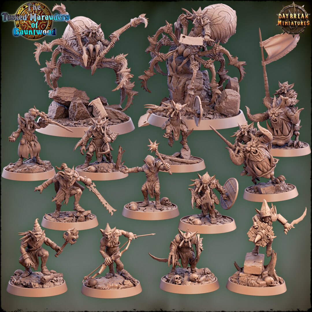 Complete Set the Tusked Marauders of Gauntwood Goblin Tabletop Figures ...