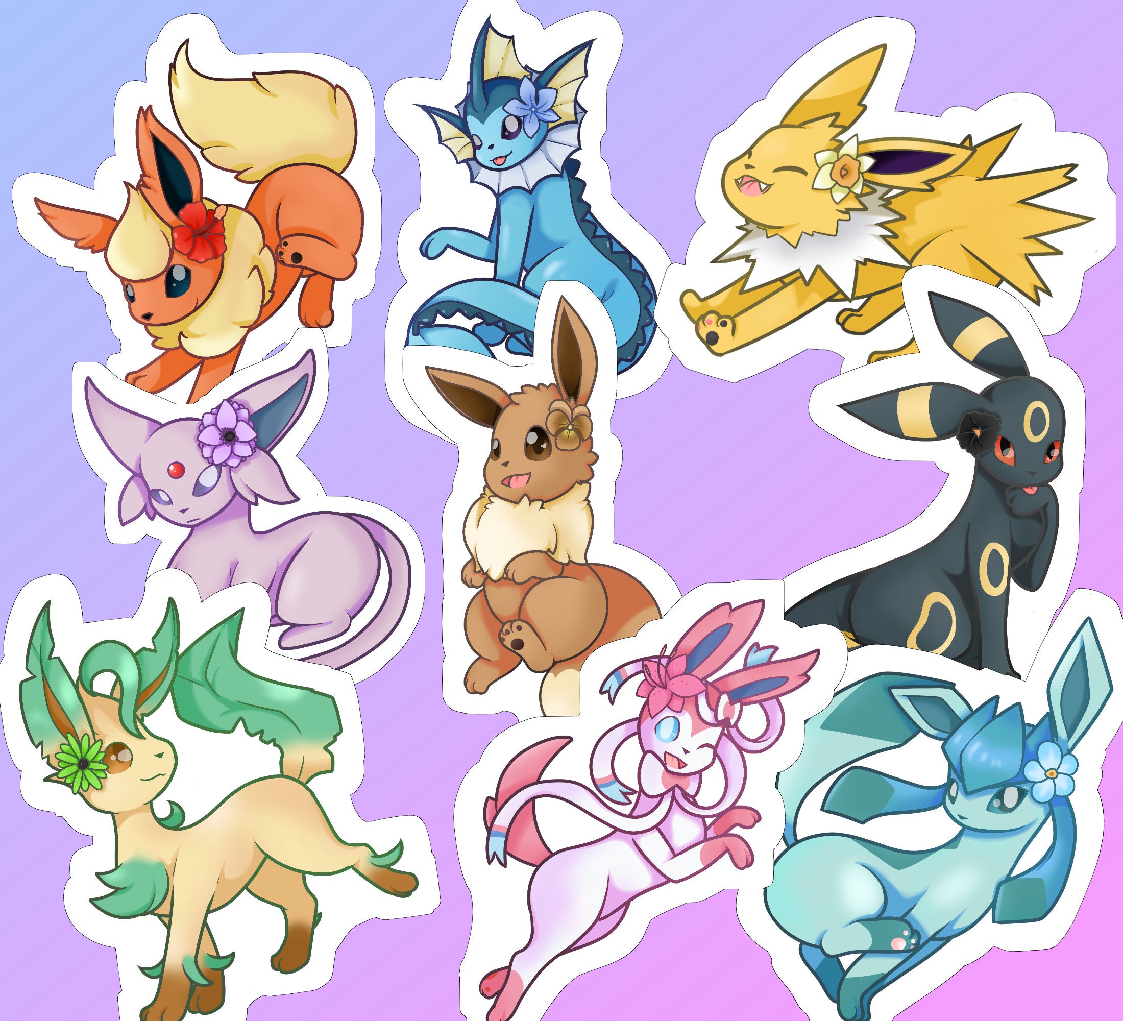 Eeveelution Vinyl Stickers for Laptops Sketchbooks Etc. - Etsy