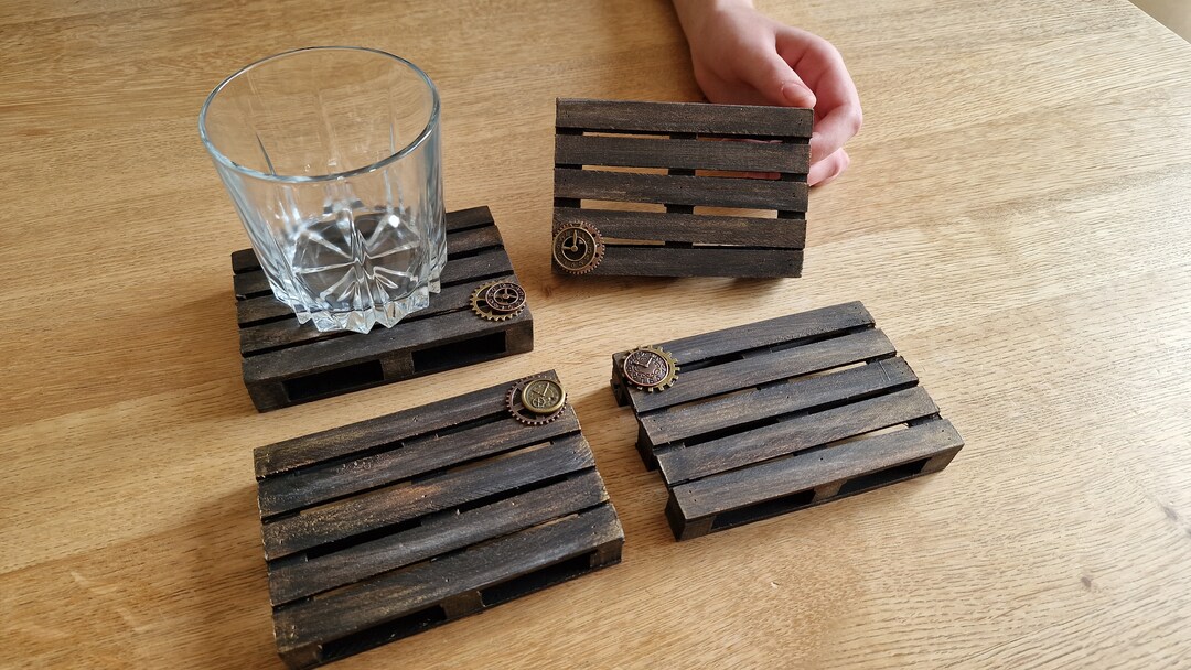 Coaster Set "steampunk Wooden Pallets" - Etsy