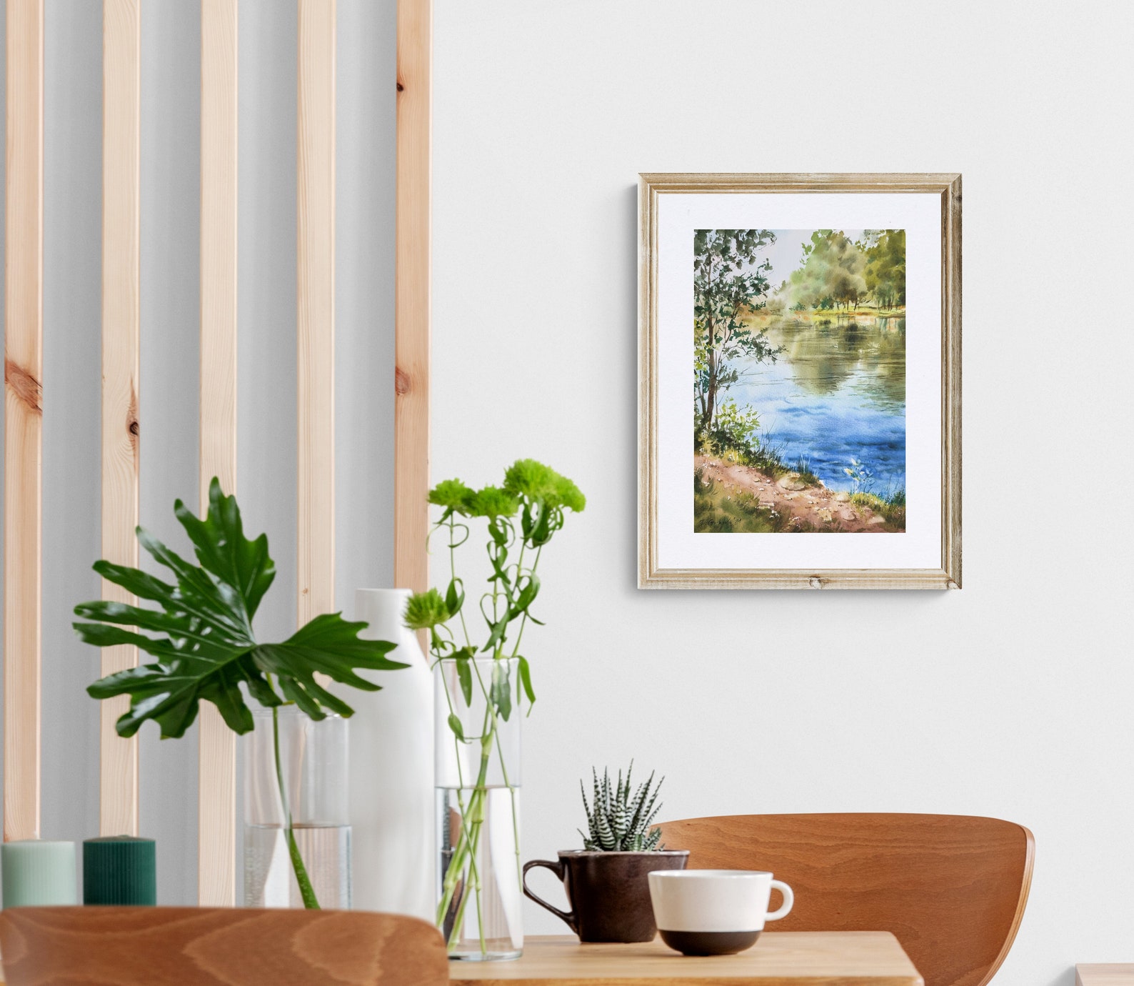 Forest Lake Original Watercolor Painting, Reflections in the Water ...