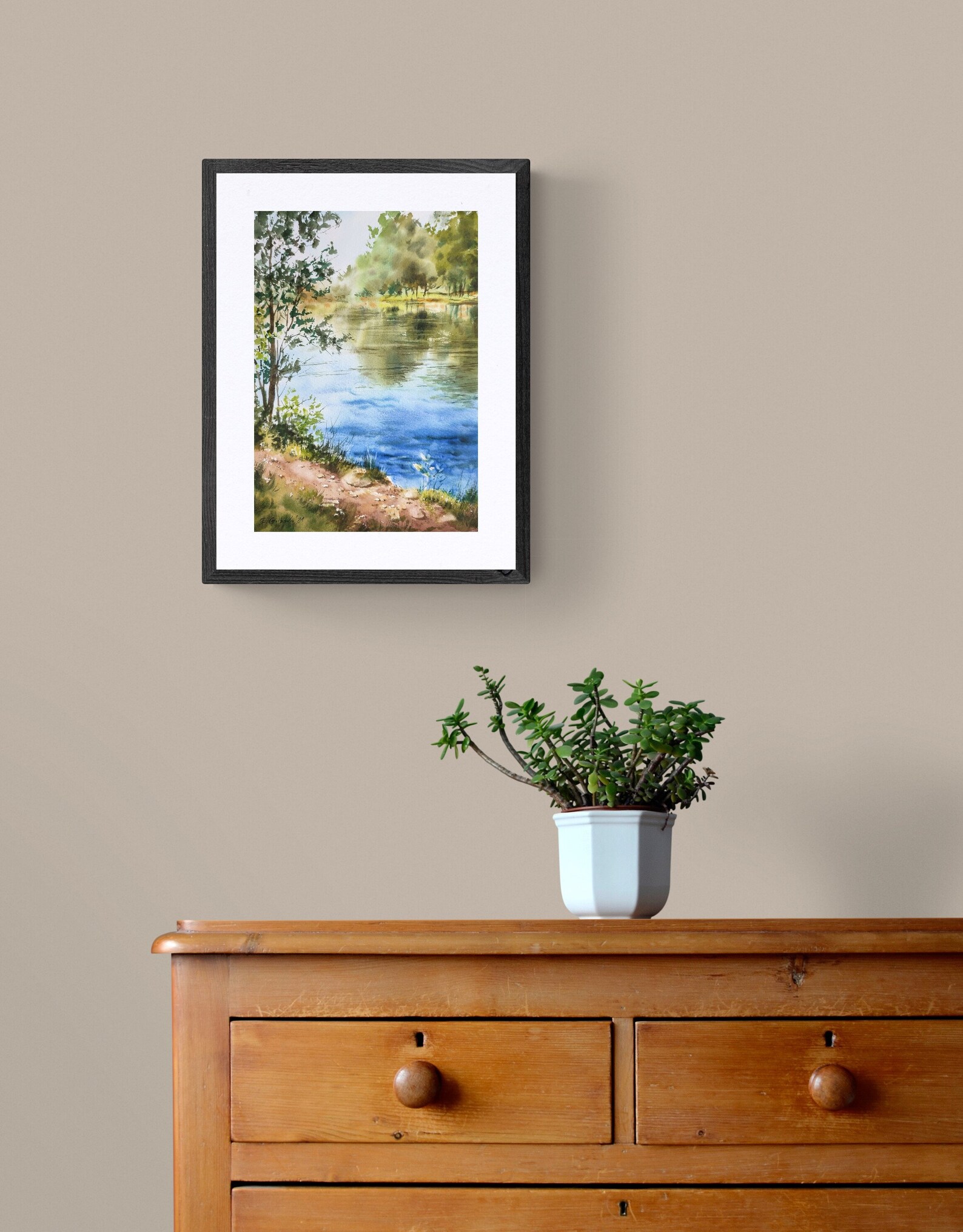 Forest Lake Original Watercolor Painting, Reflections in the Water ...