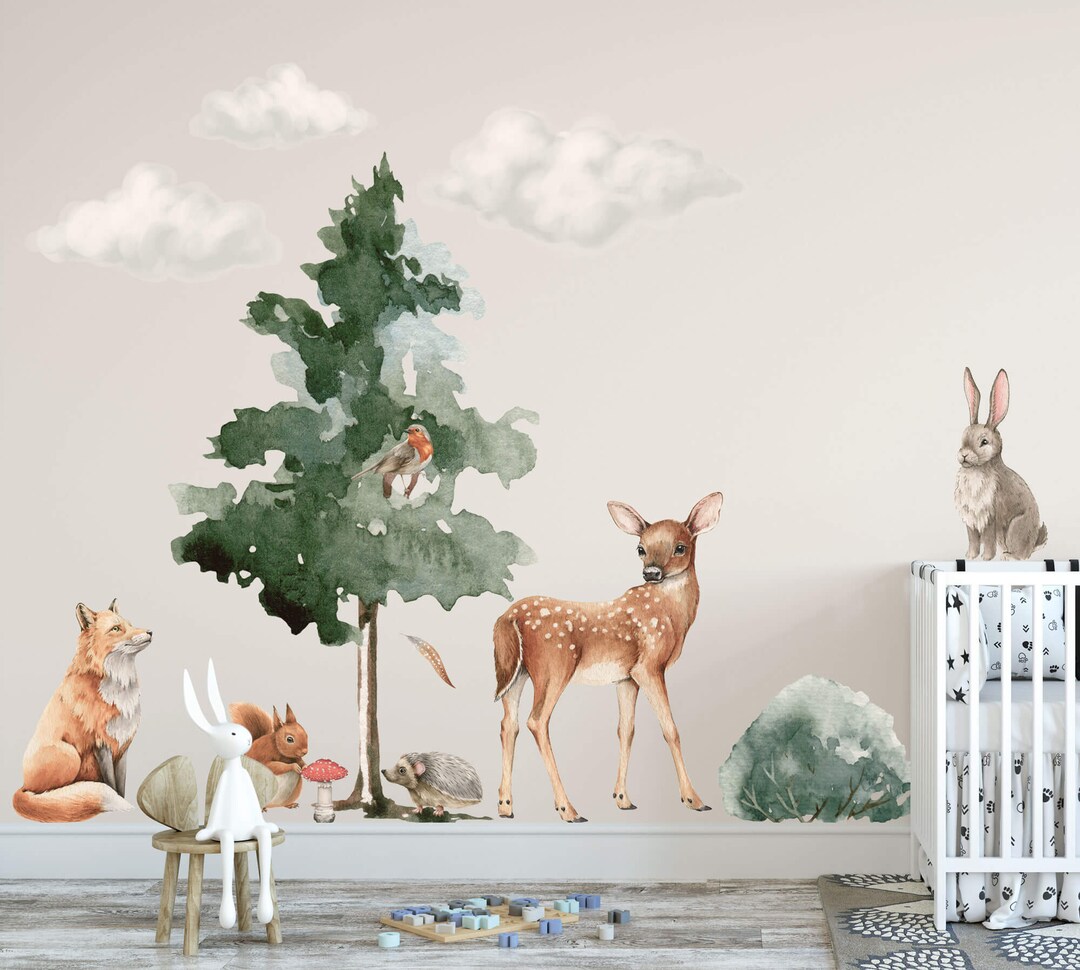 Forest Animals 2 Wall Stickers Nursery Woodland Wall Decal Etsy