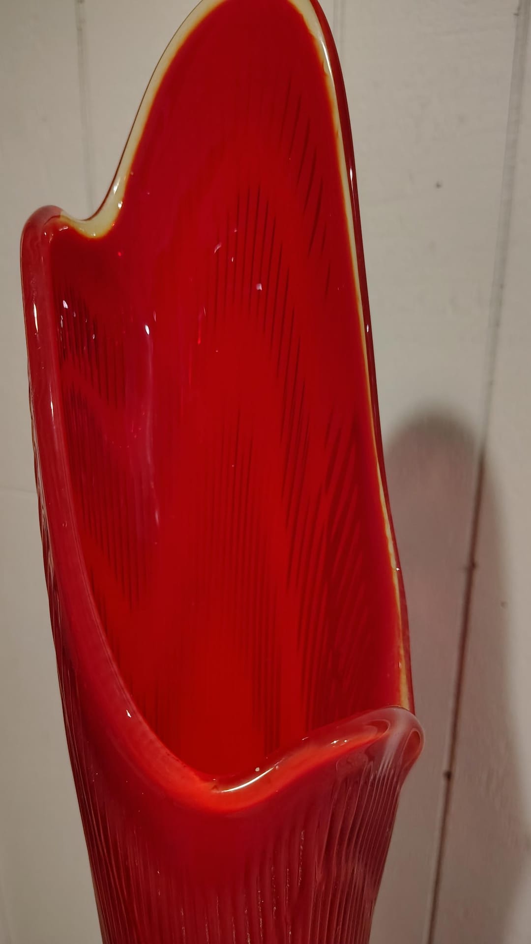 1960 Hob Nob Red Swung Rippled 35," Tall Vintage Vase. IE Smith Made ...