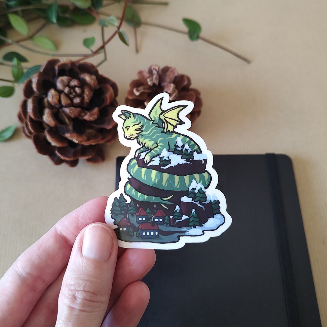TATZELWURM CAT DRAGON Mythical Creature Sticker | Spooky Cute Kitty ...