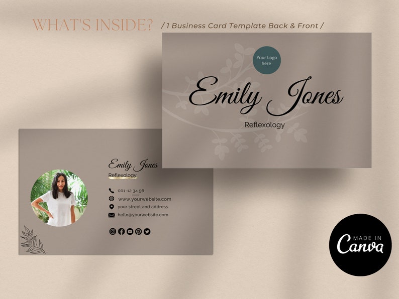 Printable Business Card Canva Template for Reflexology - Etsy