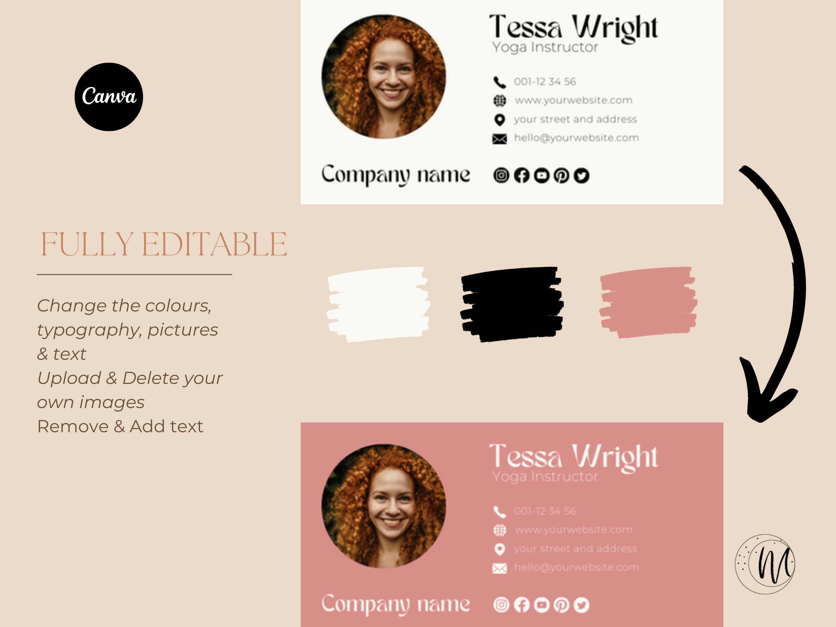 Email Signature Template With Photo Editable Canva Signature Design ...