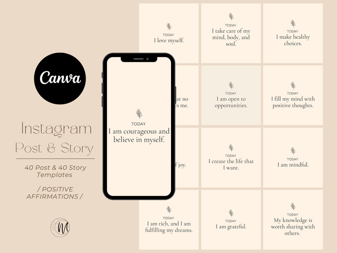 80 Motivational Quotes Positive Affirmations Editable Canva Template ...