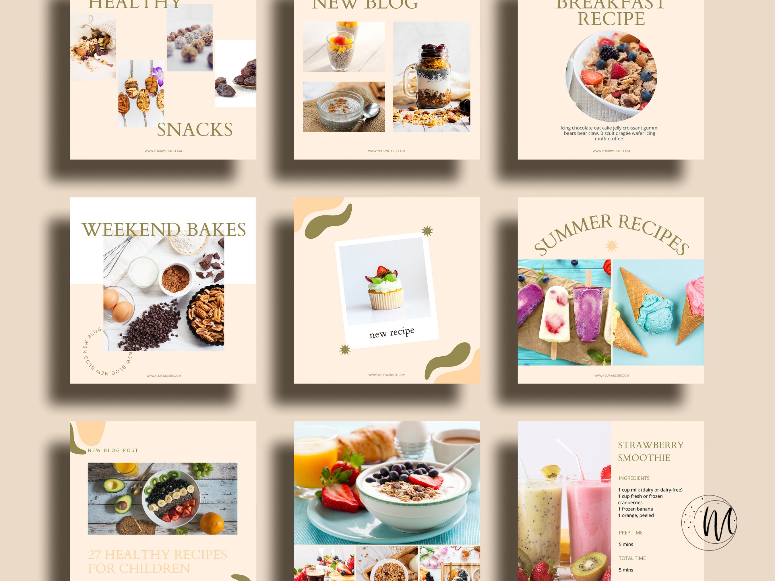 Recipe Food Instagram Template Canva Recipe Template Healthy Eating ...
