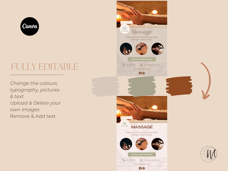 Editable Reflexology Marketing Flyer Template - Massage Canva Design ...