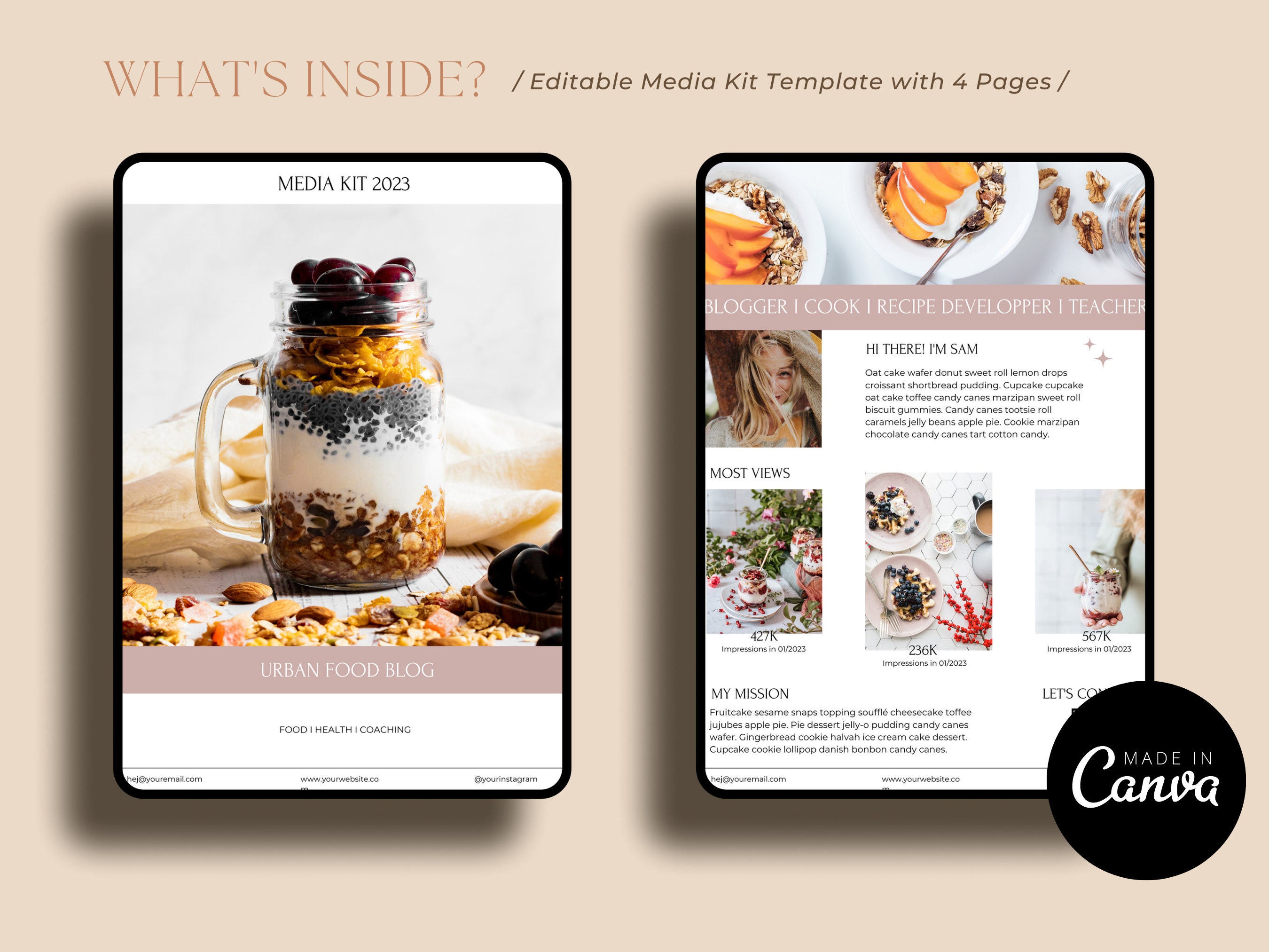 Influencer Food Blogger Media Kit Template Press Kit Canva - Etsy