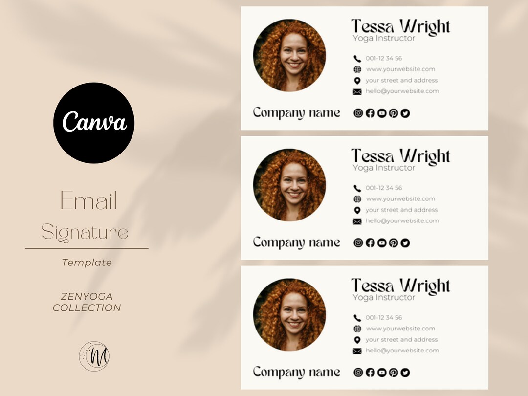 Email Signature Template With Photo Editable Canva Signature Design ...