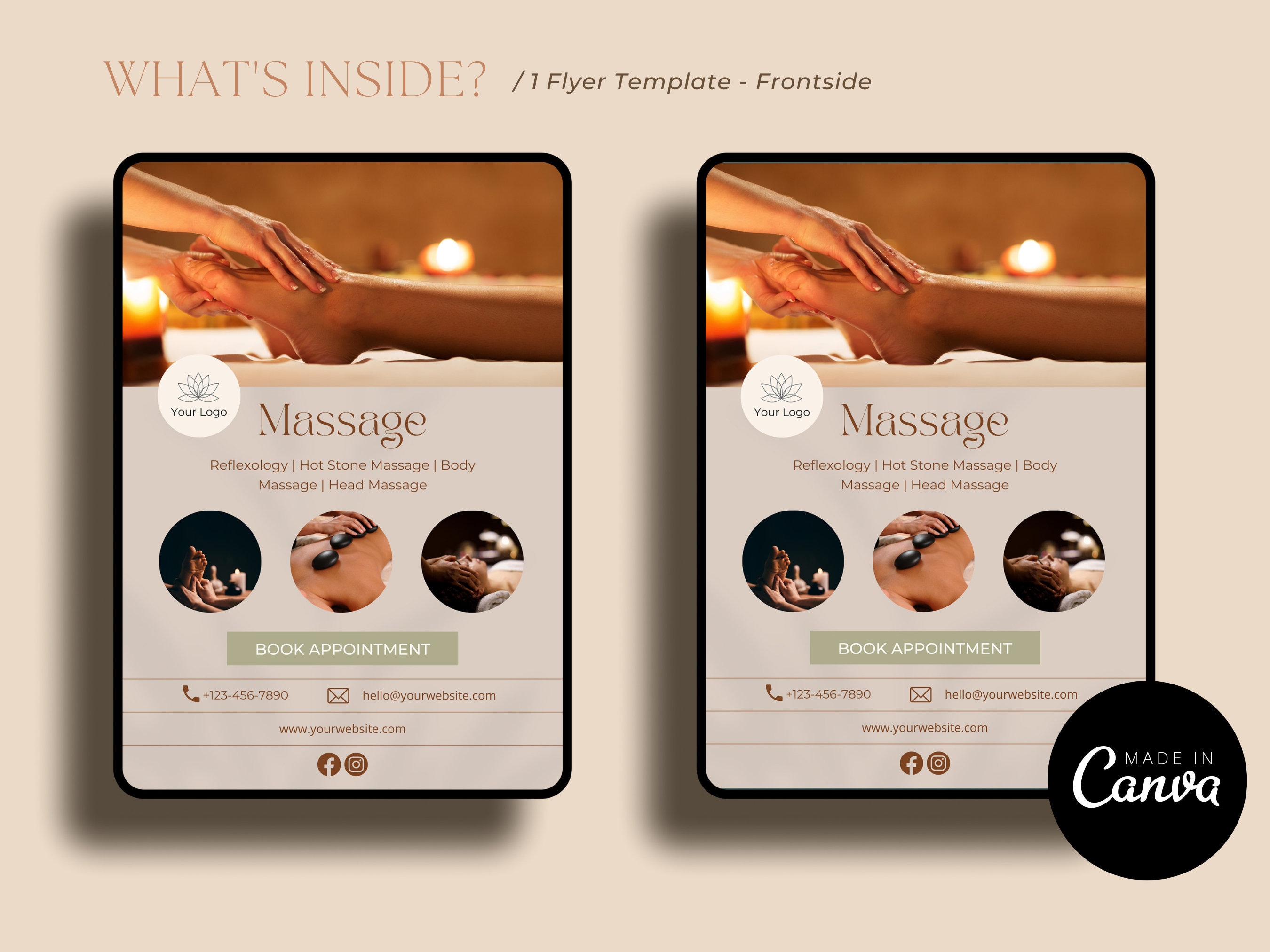 Editable Reflexology Marketing Flyer Template - Massage Canva Design ...