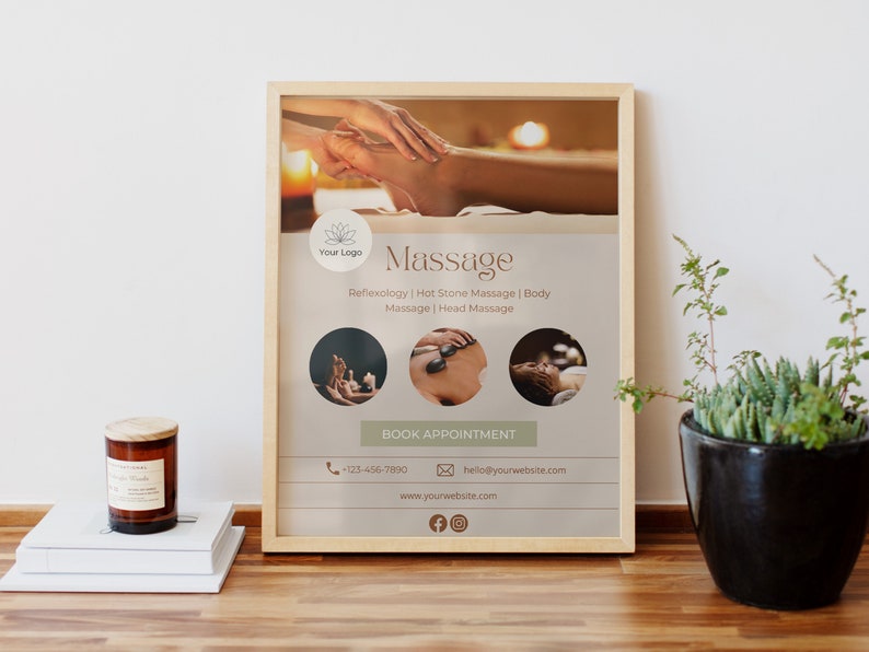 Editable Reflexology Marketing Flyer Template - Massage Canva Design - Flyer Template Wellness ...