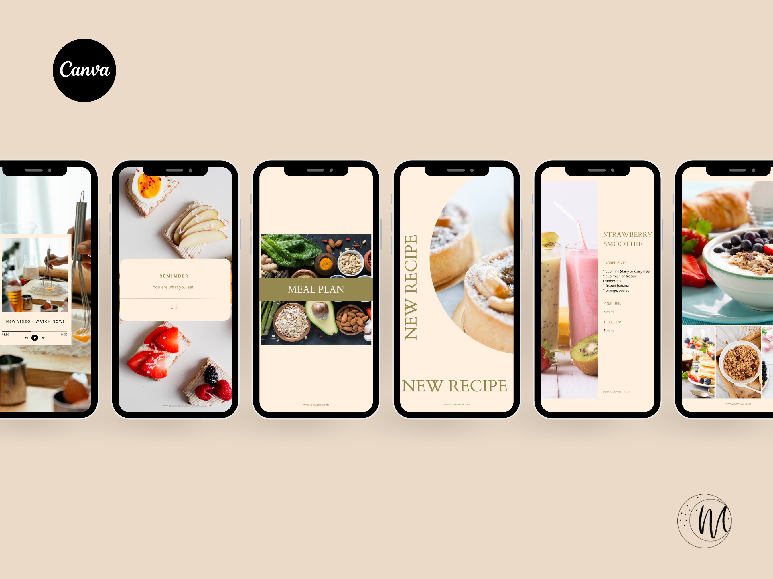 Recipe Food Instagram Template Canva Recipe Template Healthy Eating ...