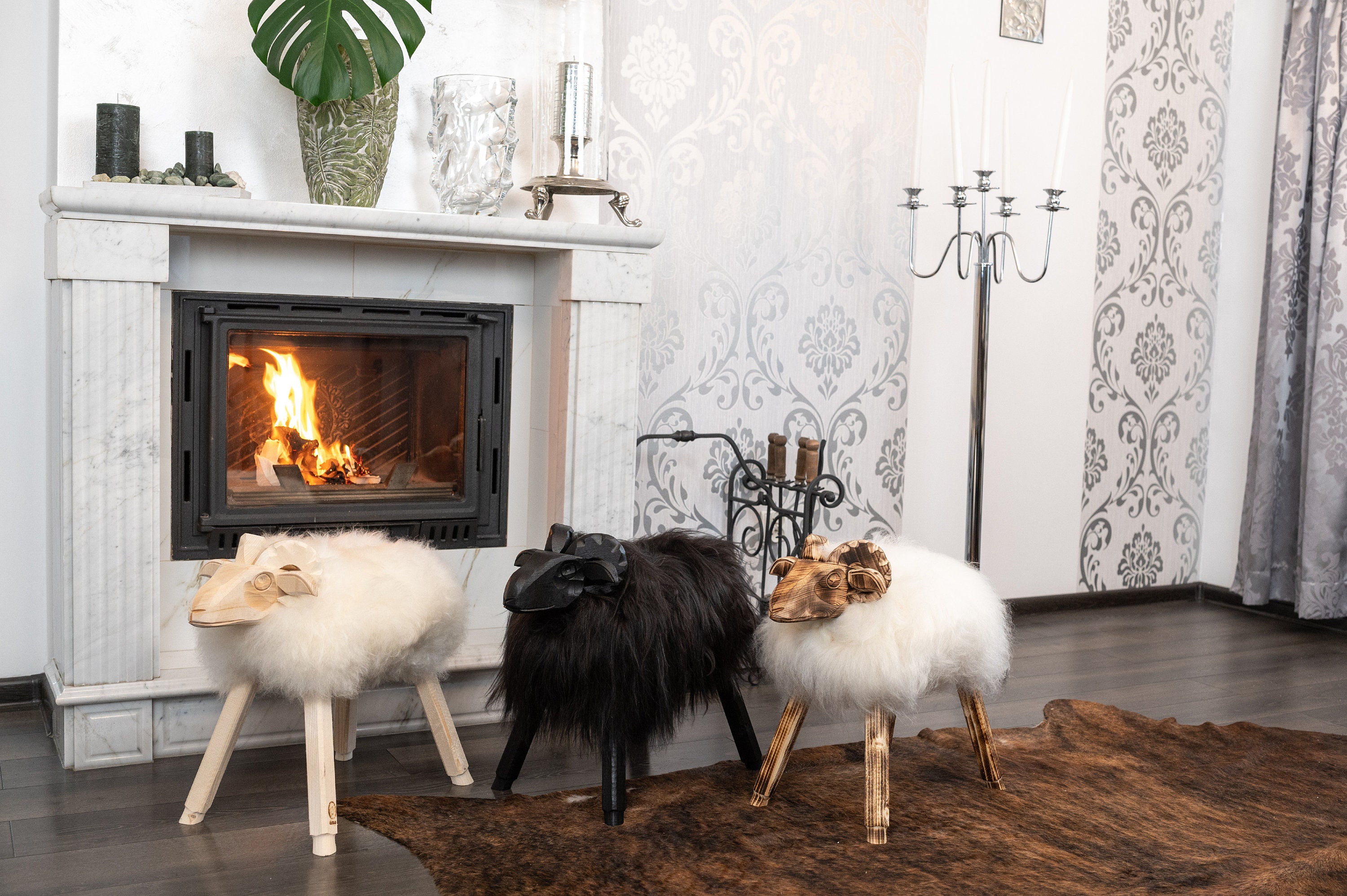 XL Natural Sheepskin Foot Rest Oryginal Room Decor White - Etsy