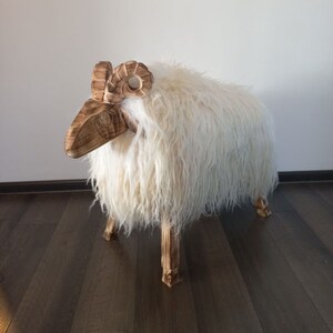 XXL White Premium Sheepskin Ottoman, Footstool, Original Room Decor ...